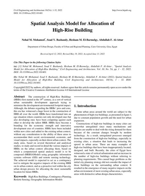 Pdf Spatial Analysis Model For Allocation Of High Rise Building