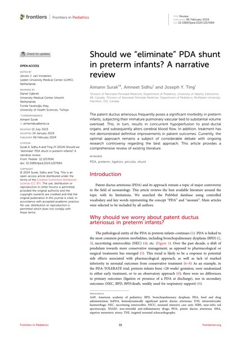 PDF Should We Eliminate PDA Shunt In Preterm Infants A Narrative Review