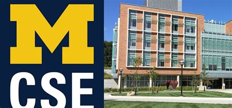 The University Of Michigan Logo With The Cse Building In The Background The University Of Michigan Logo With The Cse Building In The Background