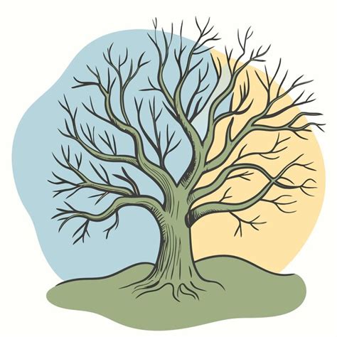 A Drawing Of A Tree With A Moon And The Moon Behind It Premium AI Generated Vector