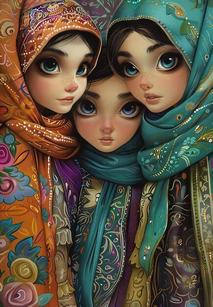 Premium Photo Beautiful Muslim Girls With Beautiful Veil In Their Head