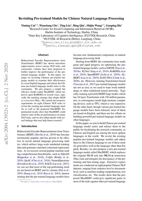 PDF Revisiting Pre Trained Models For Chinese Natural Language Processing