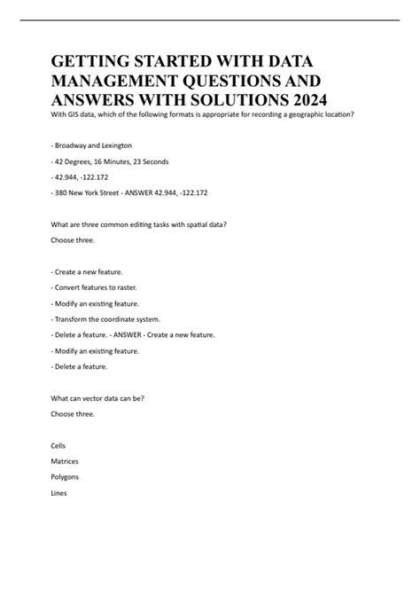 Getting Started With Data Management Questions And Answers With