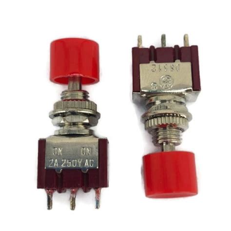 Push Button Switch Latching Panel Mount Red Knob 3 Pin SPDT