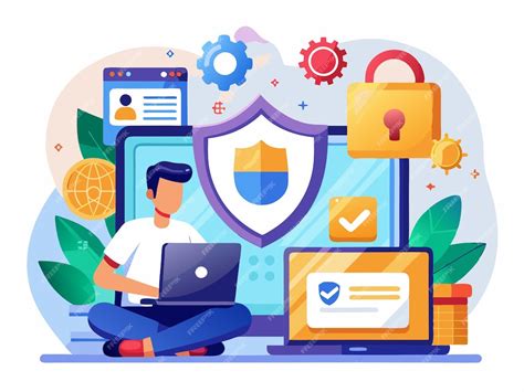 Cybersecurity And Data Protection Vector Art Of Online Security With Shield Icons On White