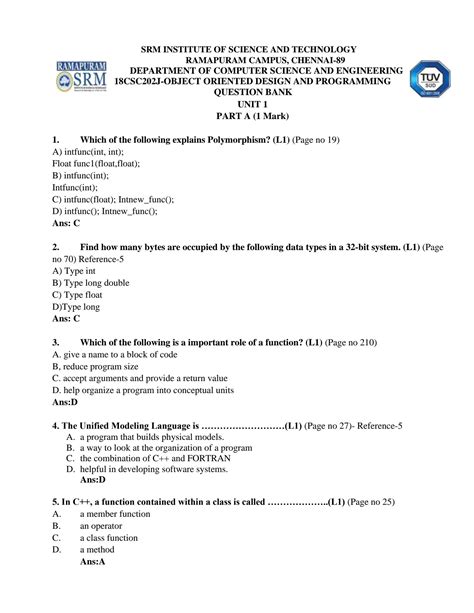 Solution Object Oriented Design And Programming Unit 1 2 3 Question