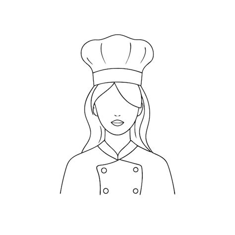 A Drawing Of A Woman Wearing A Chef Hat Line Art Coloring Page