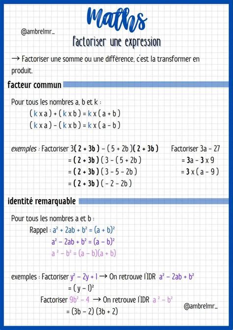 La Factorisation Maths Knowunity En 2025 Maths De Base Planificateur De Leçon Maths 3eme