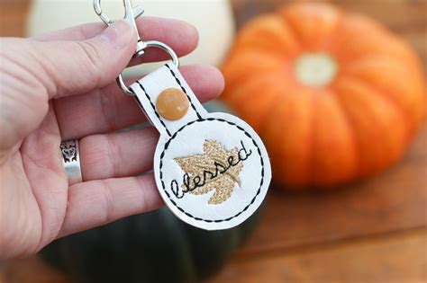Blessed Fall Leaf Snap Tab In The Hoop Design Single For 4x4 Hoops