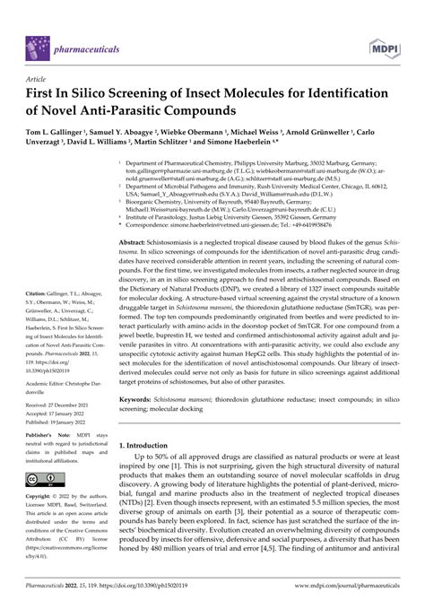 Pdf First In Silico Screening Of Insect Molecules For Identification