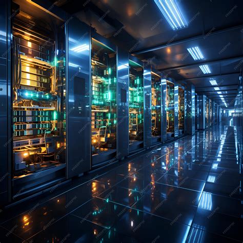 Server Room Data Center With Hard Drives And Lights 3d Rendering Premium Ai Generated Image