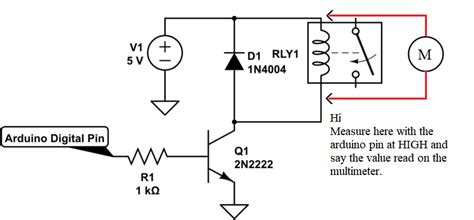 Cant Activate Relay Using Digital Pin Out And 2n2222 Transistor Sensors Arduino Forum