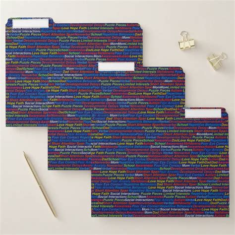 Autism Set Of File Folders Zazzle