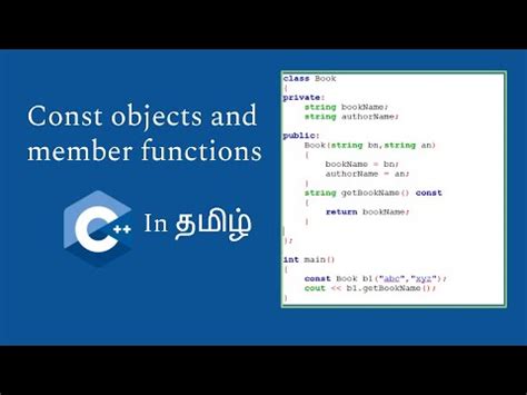 Const Objects And Const Member Functions C In Tamil Logic First Tamil YouTube