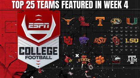 Week 4 Of Espn College Football Features 15 Top 25 Teams No 15