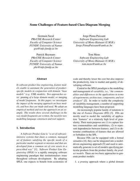[pdf] some challenges of feature based merging of class diagrams
