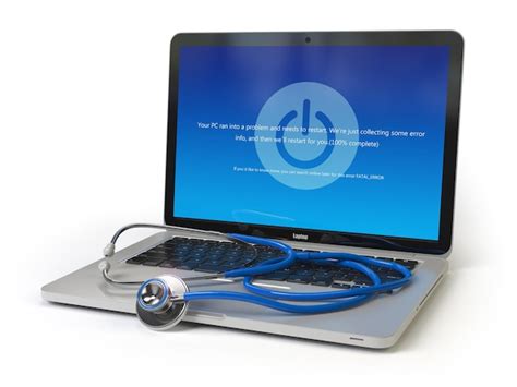 Premium Photo Stethoscope On Laptop Keyboard With Error Message On The Screen