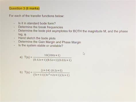 solved question 3 6 marks for each of the transfer