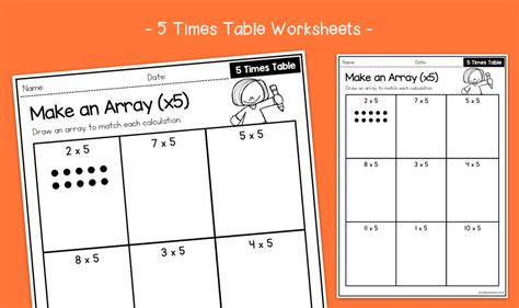 Make An Array 5 Times Table Activity Worksheets Ks1 Multiplication
