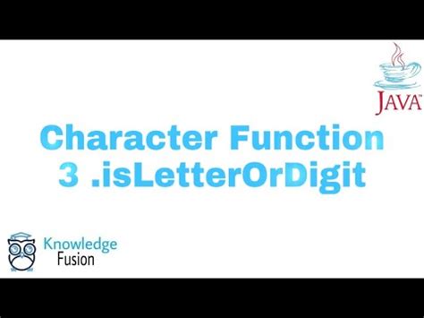 Character Function IsLetterOrDigit Method JAVA Programming ICSE YouTube