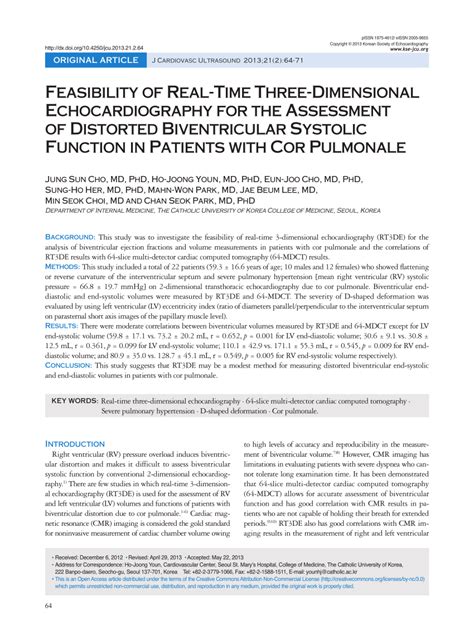 Pdf Feasibility Of Real Time Three Dimensional Echocardiography For The Assessment Of