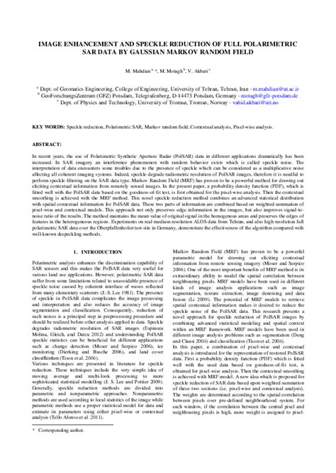 Pdf Image Enhancement And Speckle Reduction Of Full Polarimetric Sar