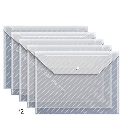 10 Pcs Plastic File Folders For Documents Filing Envelopes A4 Size
