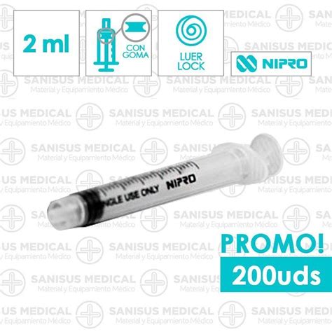 Promo Jeringa 2ml De 3 Cuerpos Luer Lock Nipro 2 Cajas 100 Uds