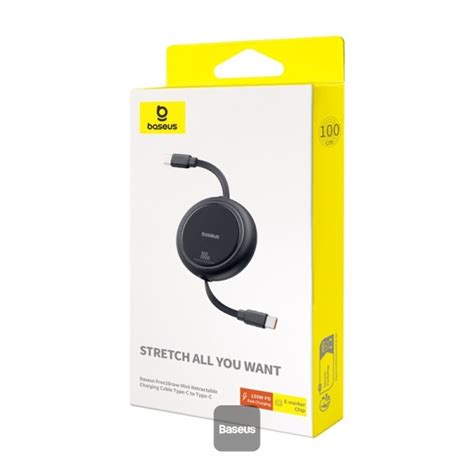 Baseus 100W Free2 Draw Mini Both Way Retractable Type C To Type C Fast Charging Data Cable 1M