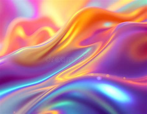 Abstract Fluid Wave Background With Vibrant Iridescent Color Flow Stock Illustration