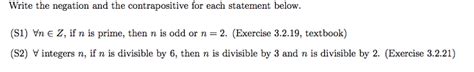 Solved Write The Negation And The Contrapositive For Each Chegg Com