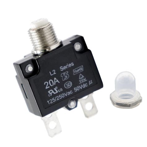 20 Amp Push Button Circuit Breaker 50v Dc Or 250v Grandado