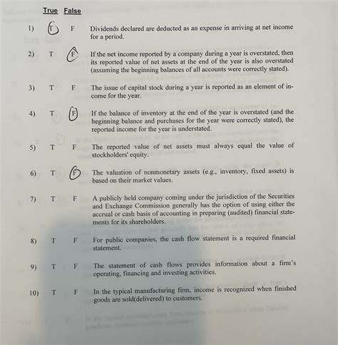 Solved True False F T T F T F Chegg