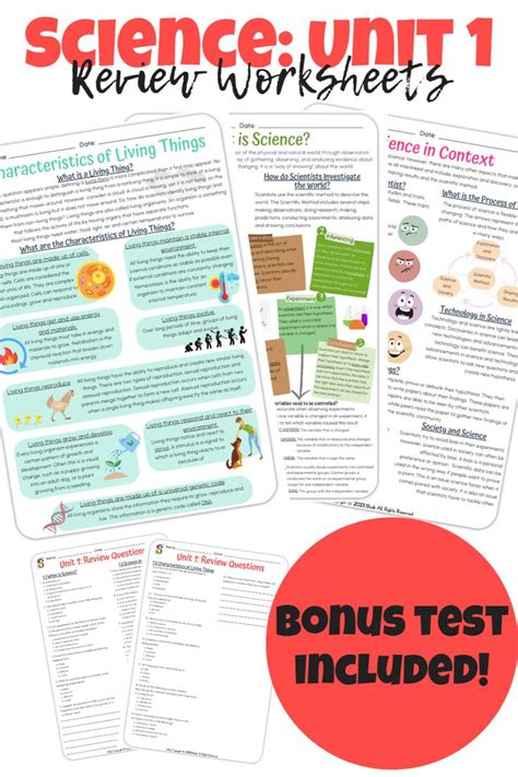 Unit 1 Introduction To Science Grade 6 Science Unit Review Worksheets