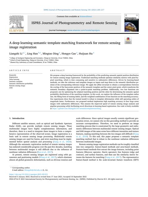 Pdf A Deep Learning Semantic Template Matching Framework For Remote