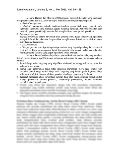 Solution Penerapan Activity Based Costing Abc System Dalam