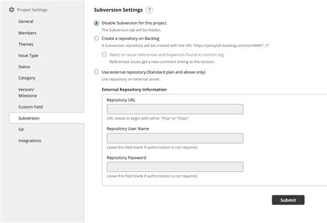 Subversion Settings Backlog Help Center