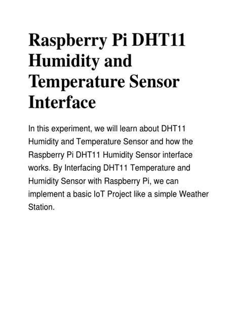 Raspberry Pi Dht11 Humidity And Temperature Sensor Interface Pdf Microcontroller Areas Of