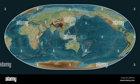 Amur Tectonic Plate On The Wiki Style Elevation Map In The Loximuthal Projection Centered