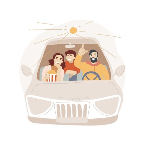 Premium Vector Drivein Cinema Isolated Cartoon Vector Illustration