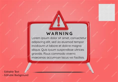 Premium Psd Red 3d Warning Box Engagement Interface Mockup