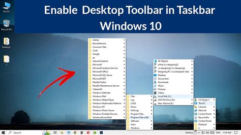 How to Add Desktop Toolbar to Taskbar on Windows 10 PC? - YouTube
