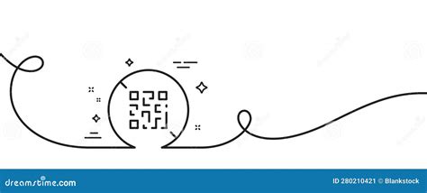 No Qr Code Line Icon Scan Barcode Sign Continuous Line With Curl