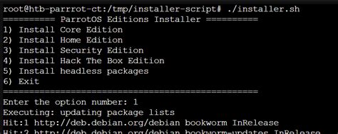 proxmox htb parrot os in a linux container