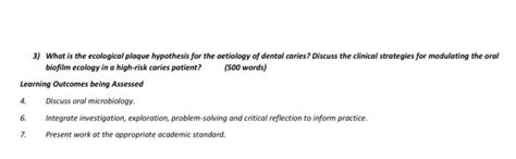 Solved 3 What Is The Ecological Plaque Hypothesis For The