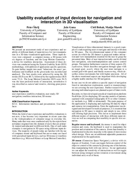 pdf usability evaluation of input devices for navigation and