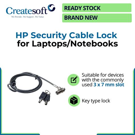 HP Security Cable Key Lock For Laptop Notebook Shopee Singapore