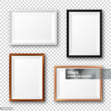 체크 인 배경에 그림자가있는 사실적인 검은 색 흰색 및 나무 그림 프레임 빈 포스터 모형 빈 사진 프레임입니다 벡터