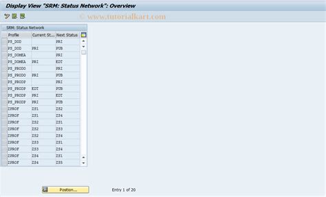 SRM STATUS NET SAP Tcode SRM Maintain Status Network