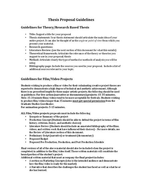 Thesis Proposal Guidelines Updated 1 Pdf Thesis Screenplay